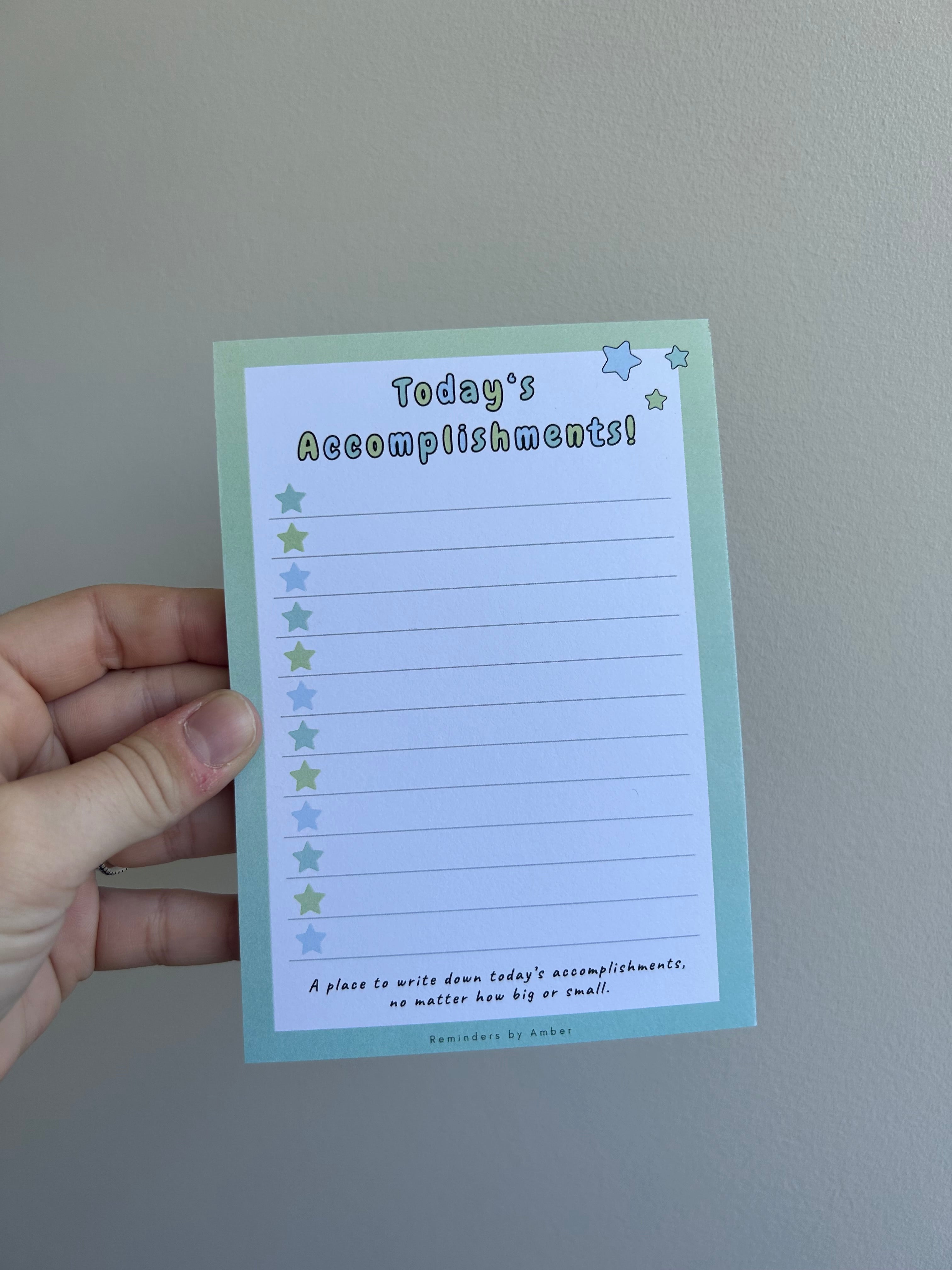 Today's Accomplishments Notepad – Reminders by Amber